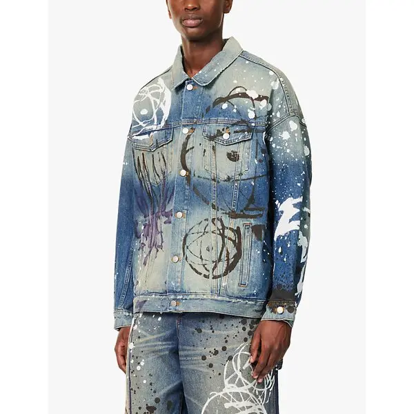 Marc Jacobs X Futura Painted Trucker Denim Jacket - Indigo Multi